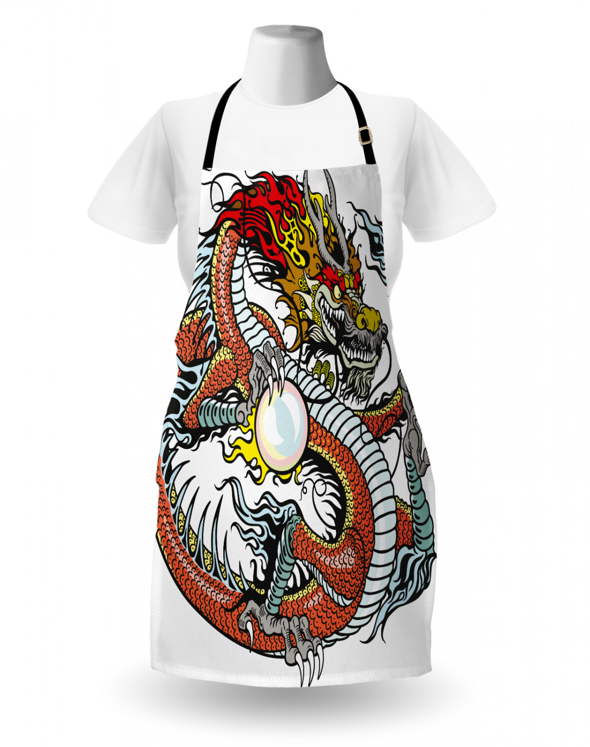 Dragon Apron Unisex Kitchen Bib with Adjustable Neck Cooking Ambesonne ...
