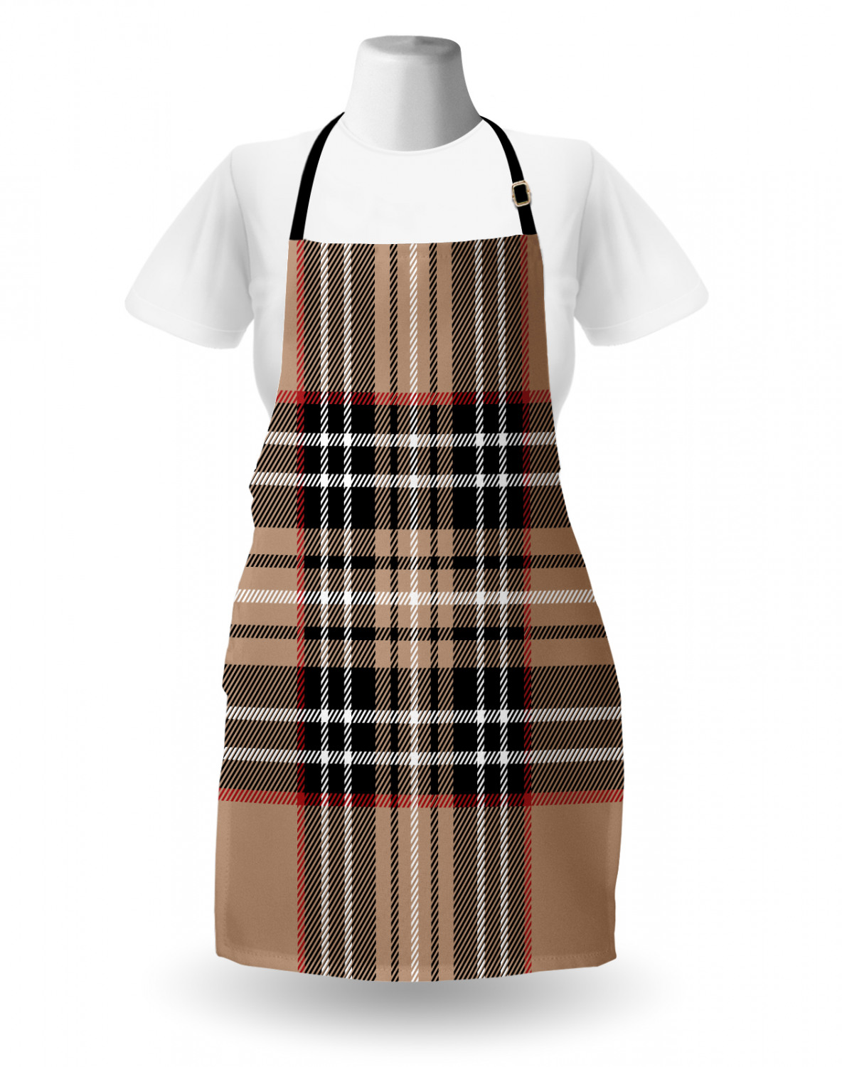 Checkered Apron Unisex Kitchen Bib with Adjustable Neck Cooking Baking ...