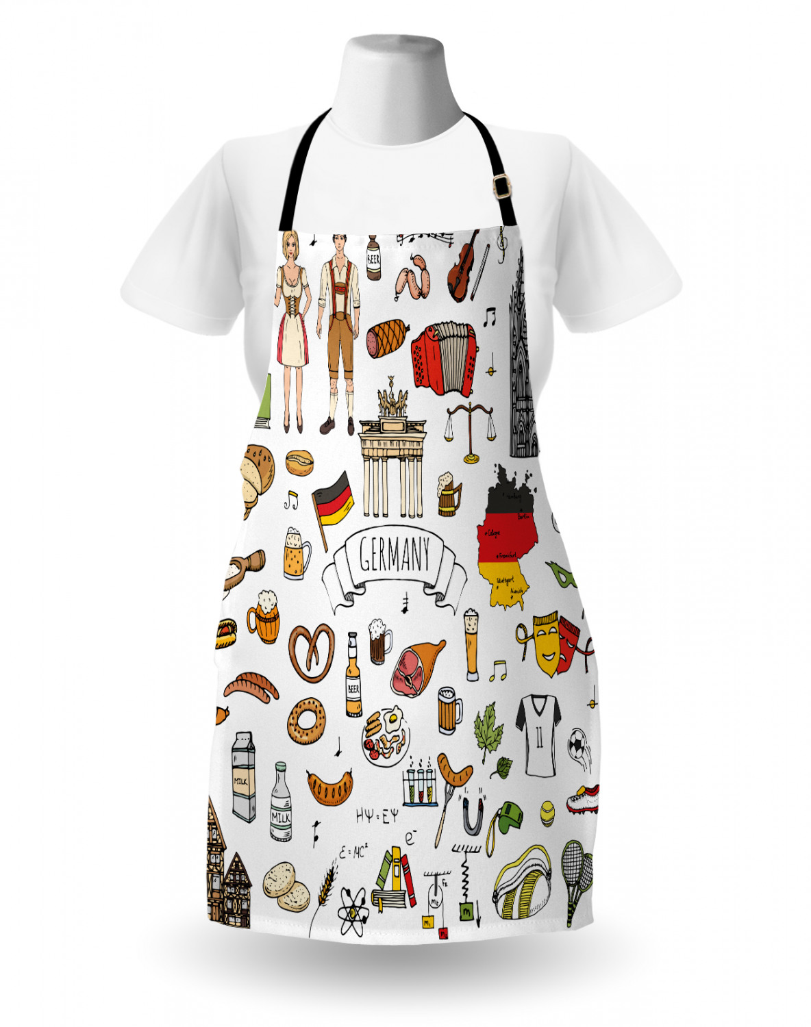 German Apron Unisex Kitchen Bib with Adjustable Neck for Cooking Baking ...