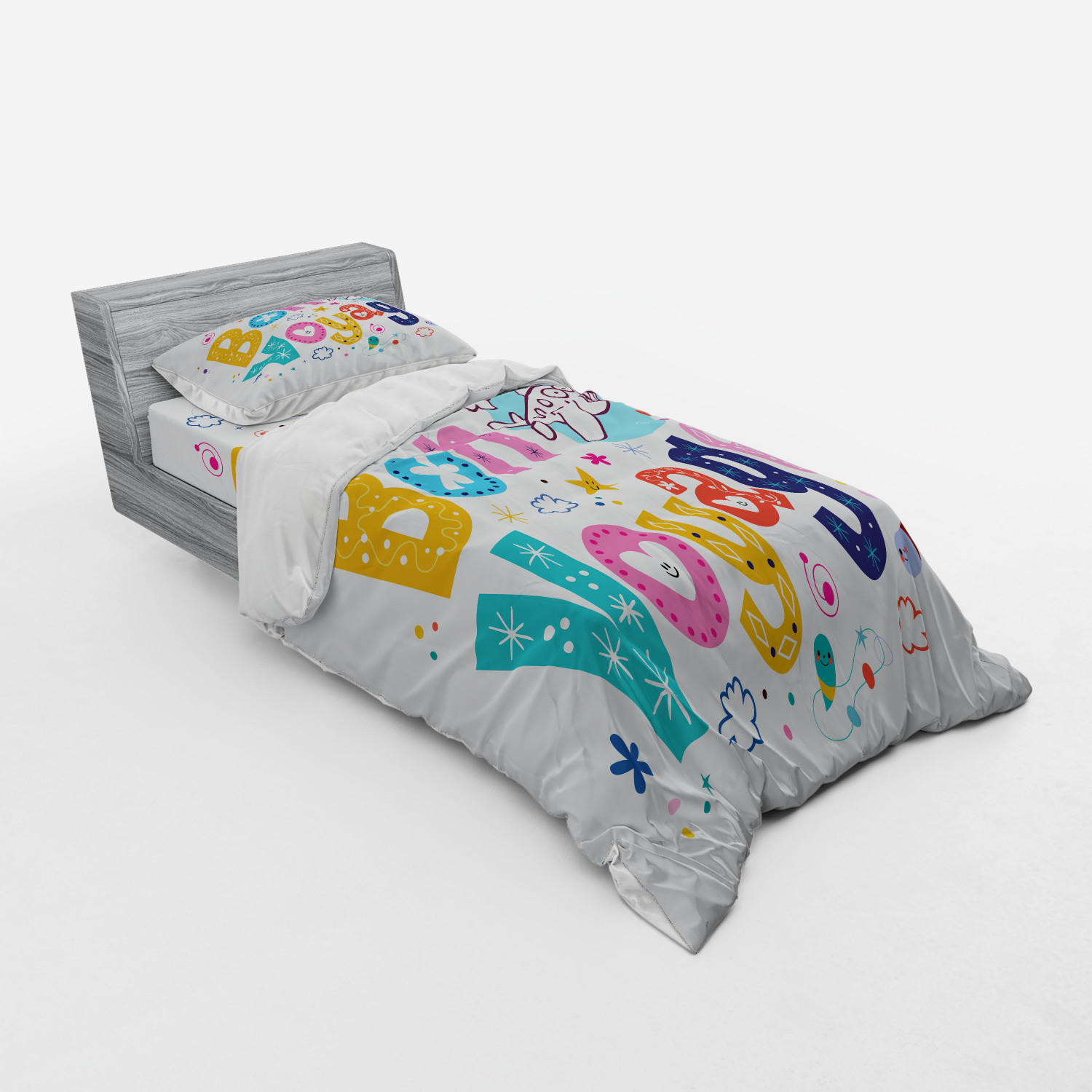 Ambesonne Funny Bedding Set Duvet Cover Sham Fitted Sheet in 3 Sizes | eBay