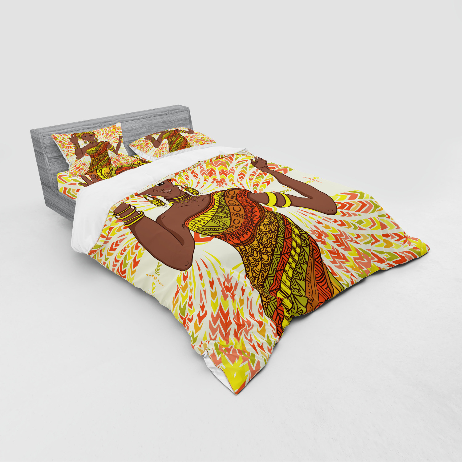 Ambesonne African Theme Bedding Set Duvet Cover Sham Fitted Sheet in 3 ...