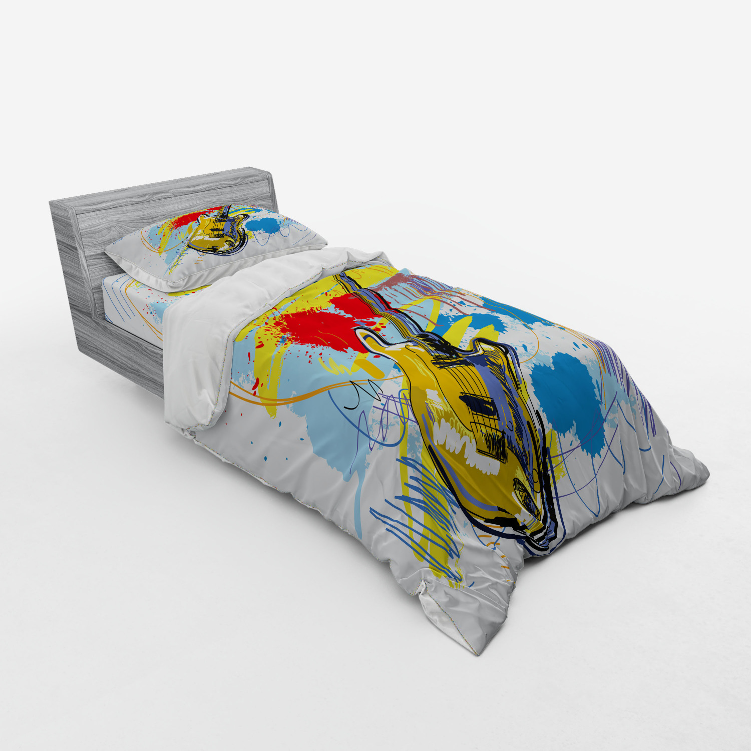 Ambesonne Art Design Bedding Set Duvet Cover Sham Fitted Sheet in 3 ...