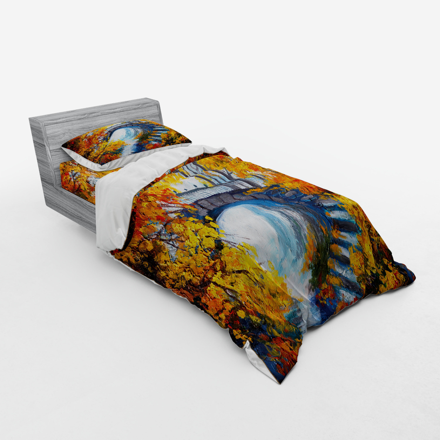 Ambesonne Art Design Bedding Set Duvet Cover Sham Fitted Sheet in 3 ...