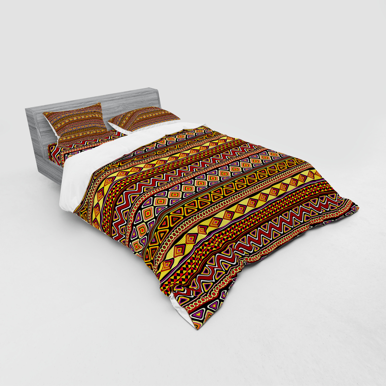 Ambesonne African Theme Bedding Set Duvet Cover Sham Fitted Sheet in 3 ...