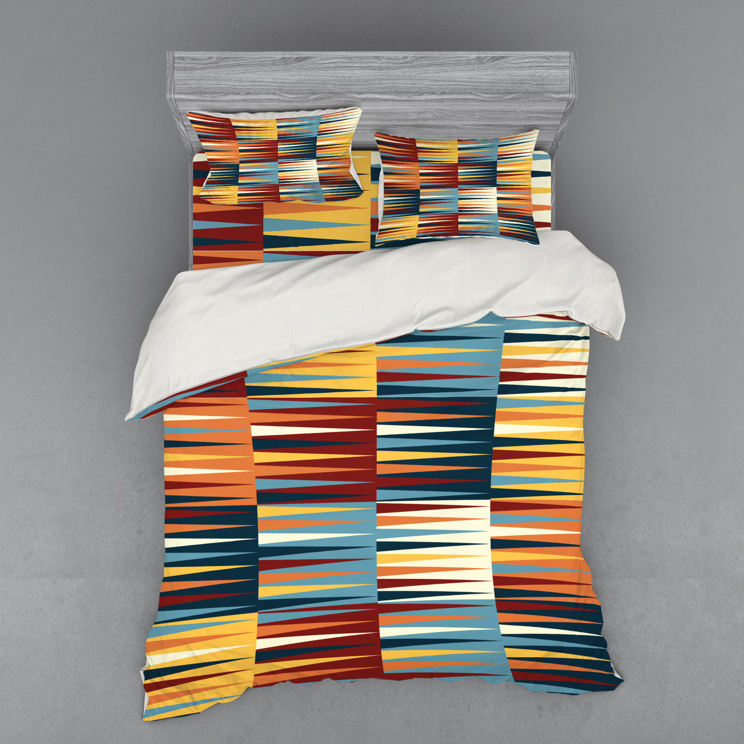 Ambesonne Retro Art Bedding Set Duvet Cover Sham Fitted Sheet in 3 ...