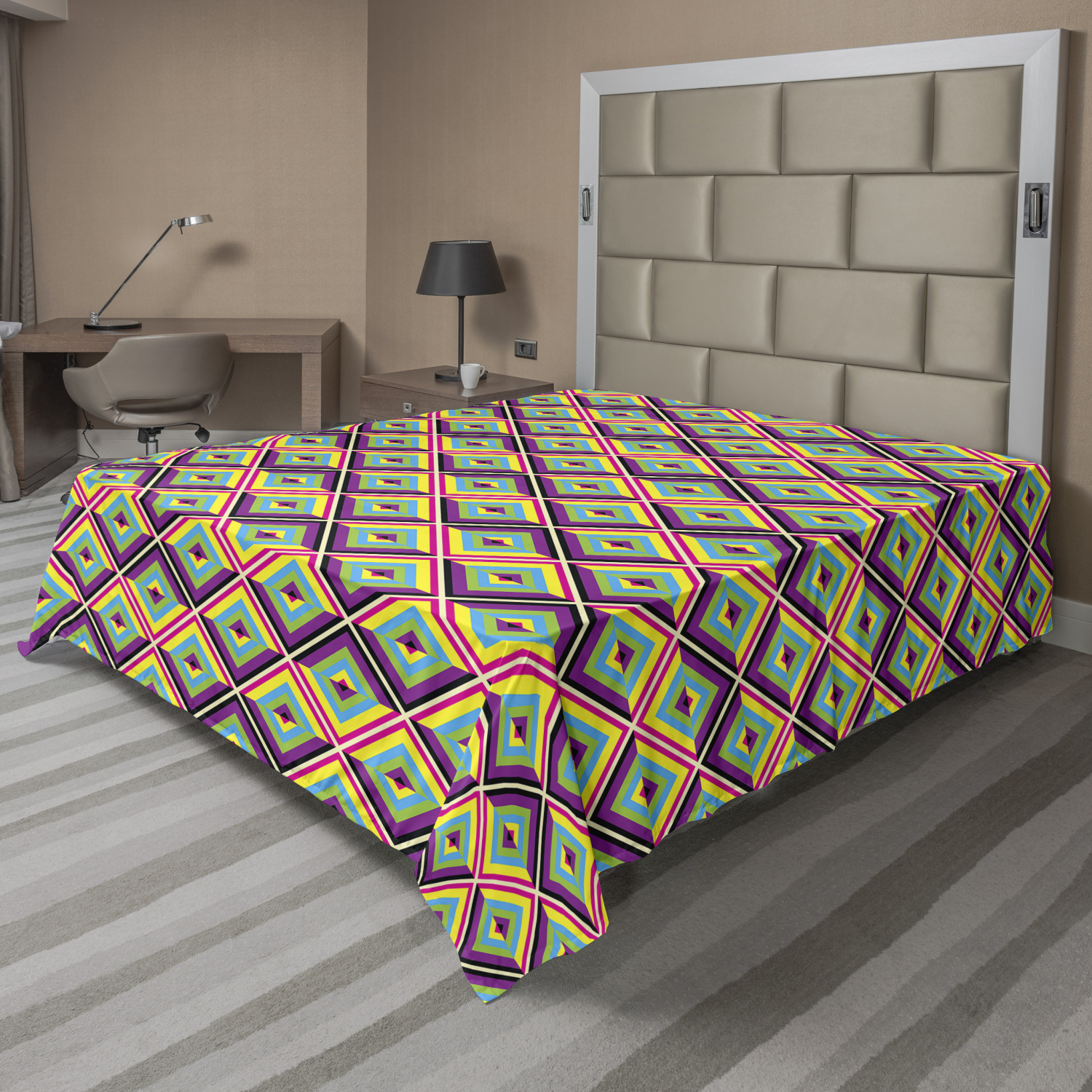 Ambesonne Vivid Pattern Flat Sheet Top Sheet Decorative Bedding 6 Sizes ...