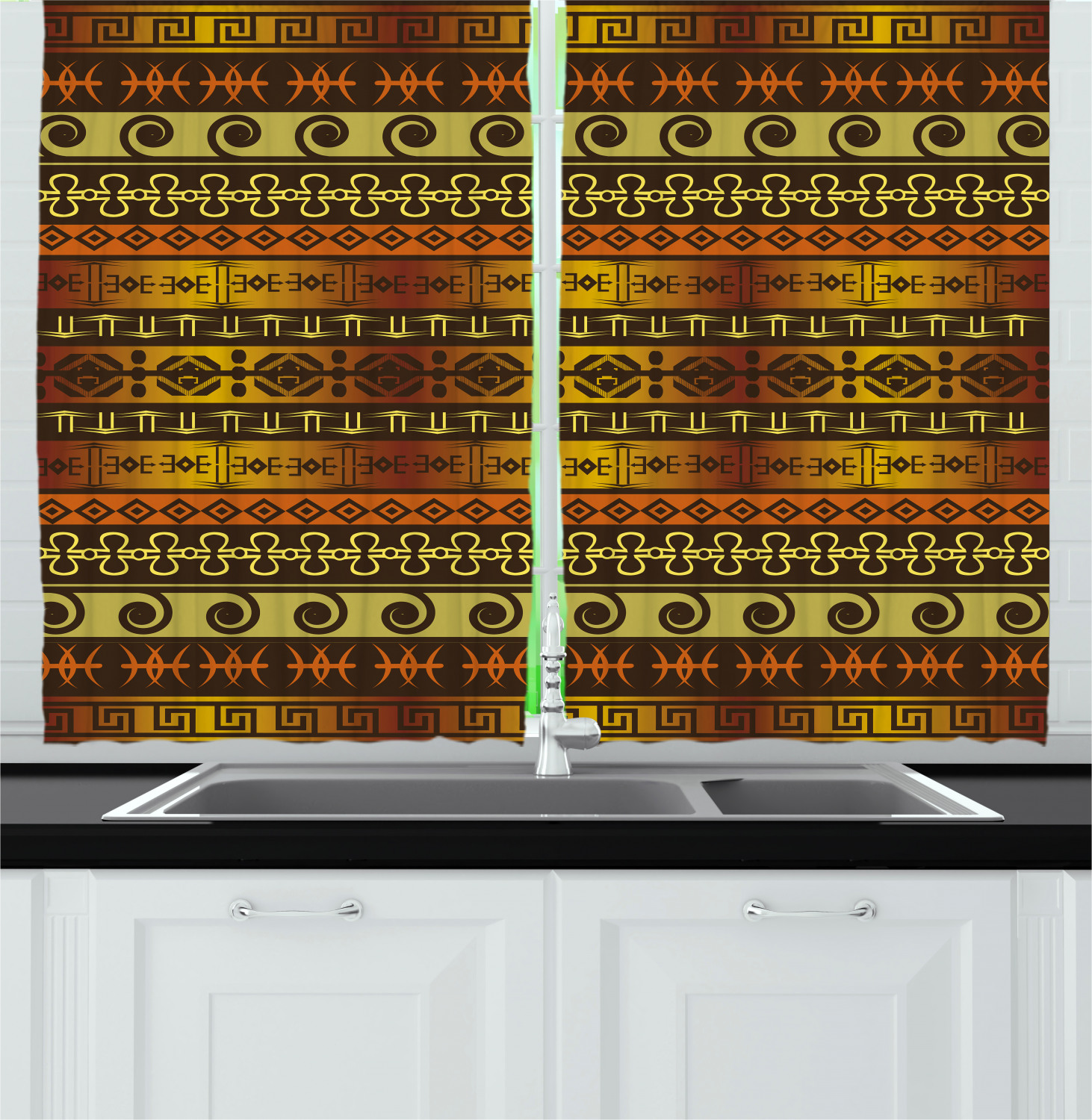 African Tribal Kitchen Curtains 2 Panel Set Window Drapes 55" X 39 ...
