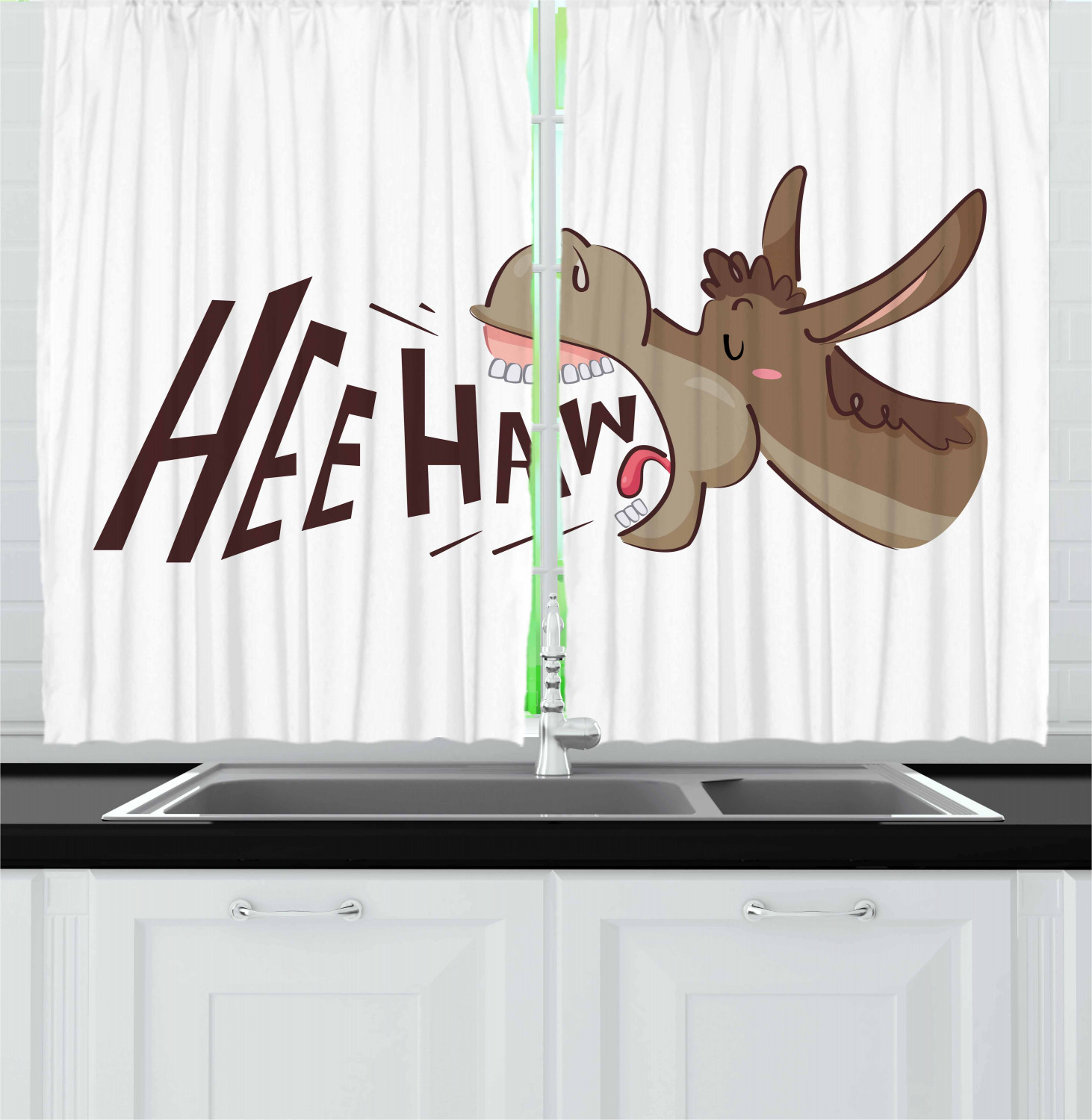 Donkey Kitchen Curtains 2 Panel Set Window Drapes 55" X 39" by ...