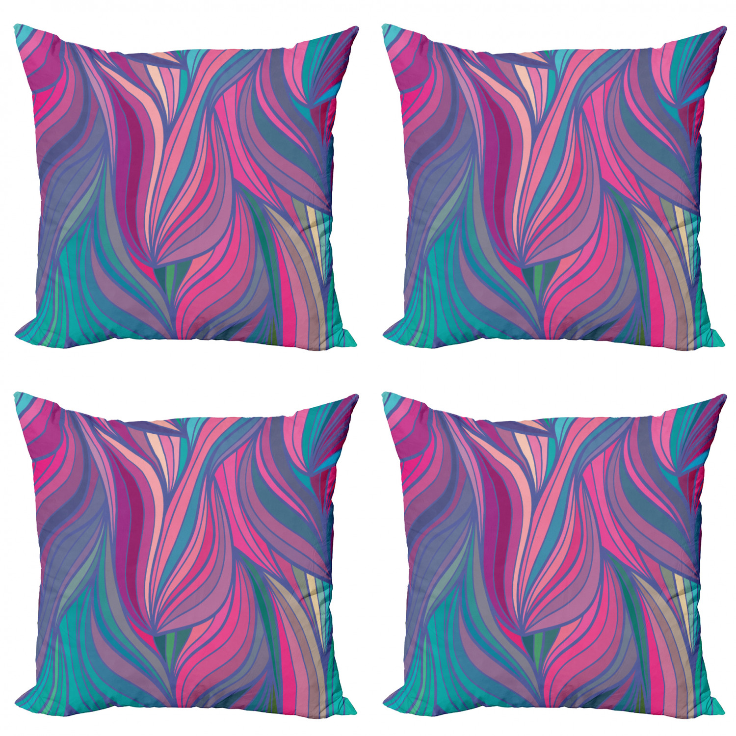 Ambesonne Abstract Pattern Cushion Cover Set of 4 for Couch and Bed in ...