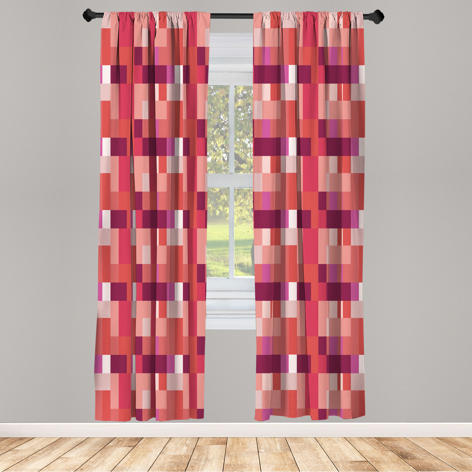 Peach Microfiber Curtains 2 Panel Set Living Room Bedroom in 3 Sizes | eBay