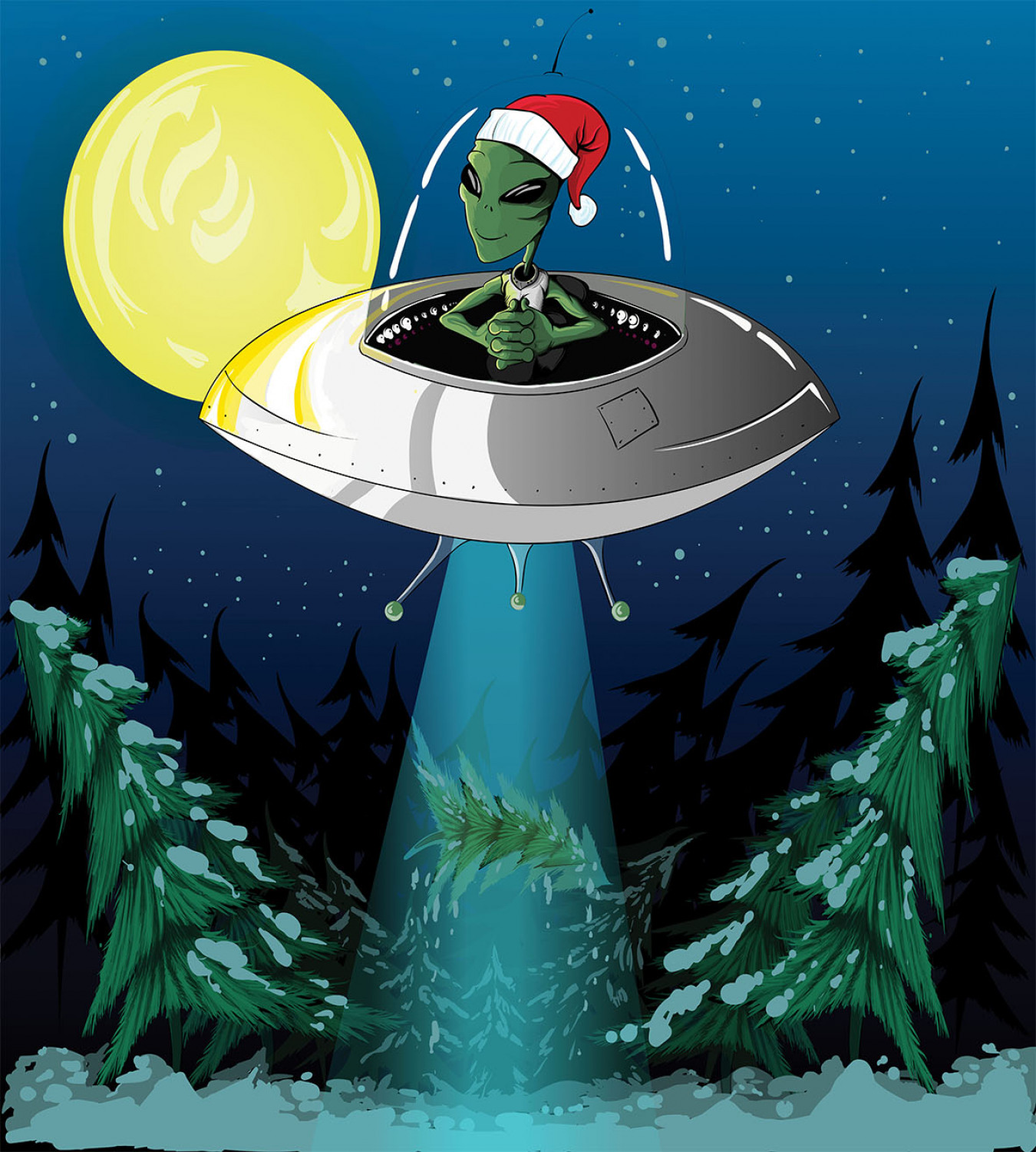 Cartoon Duvet Cover Set with Pillow Shams Alien Christmas Art Print | eBay