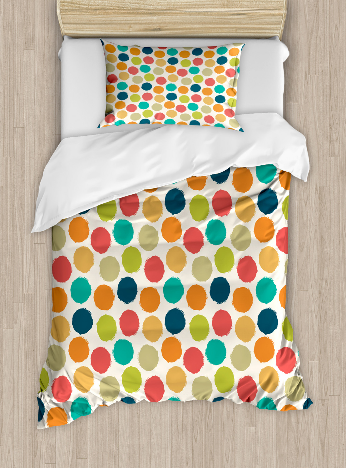 Vintage Duvet Cover Set with Pillow Shams Hipster Polka Dots Tile Print ...