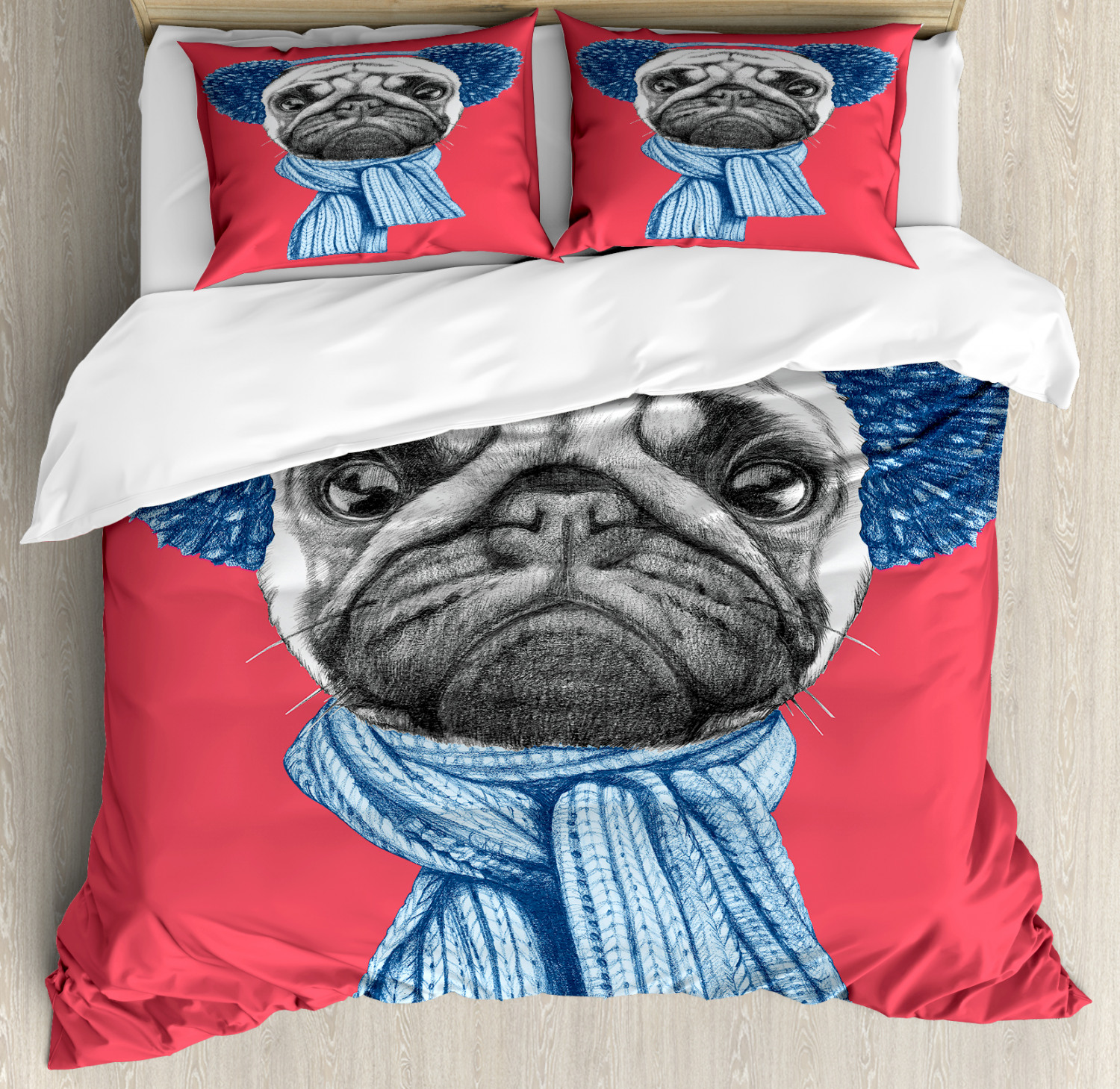 Pug Duvet Cover Set Twin Queen King Sizes with Pillow Shams Bedding | eBay