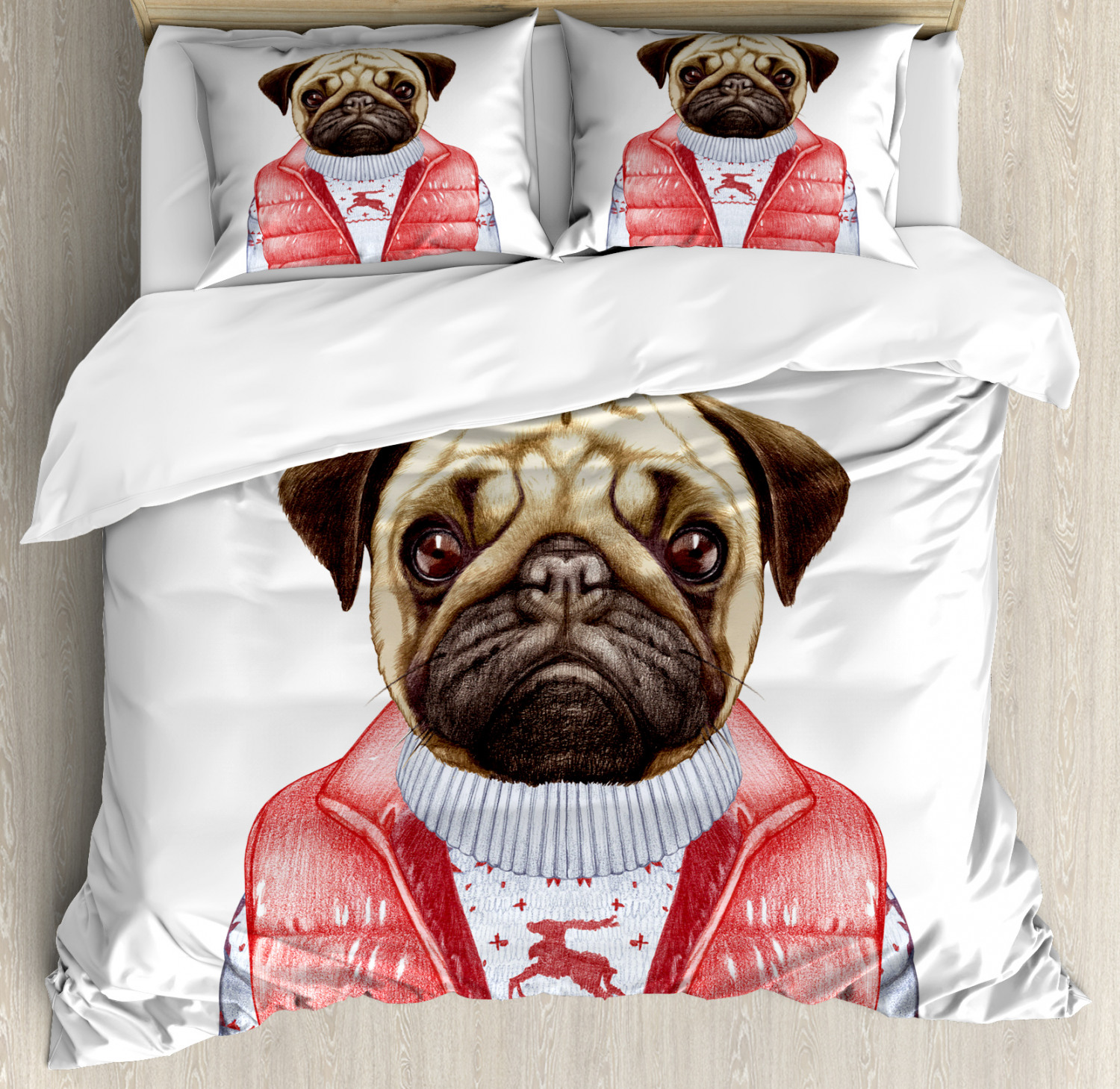 Pug Duvet Cover Set Twin Queen King Sizes with Pillow Shams Bedding | eBay