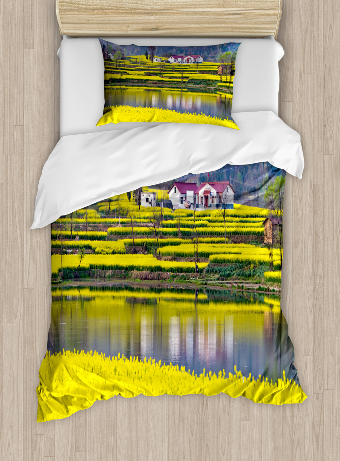 Yellow Flower Duvet Cover Set Twin Queen King Sizes With Pillow Shams