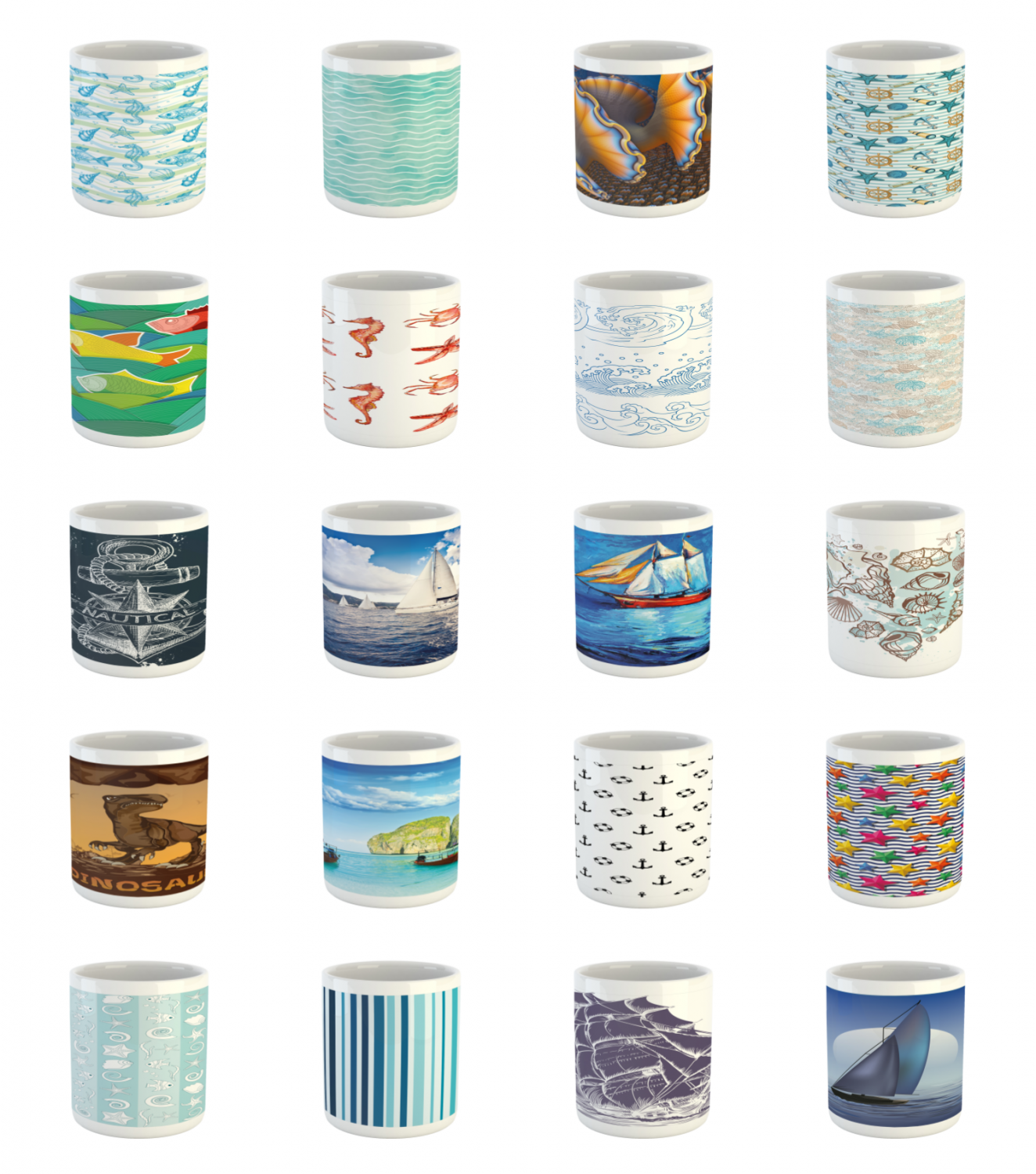 Ambesonne Nautical Theme Ceramic Coffee Mug Cup for Water Tea Drinks ...