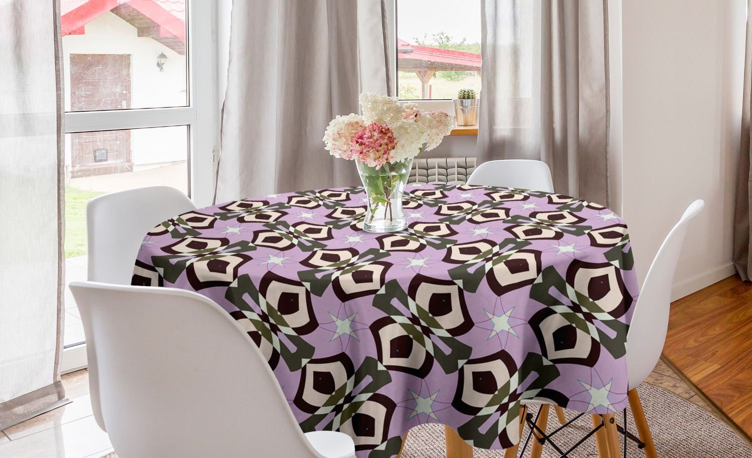 Ambesonne Modern Abstract Round Tablecloth Table Cover for Dining Room ...