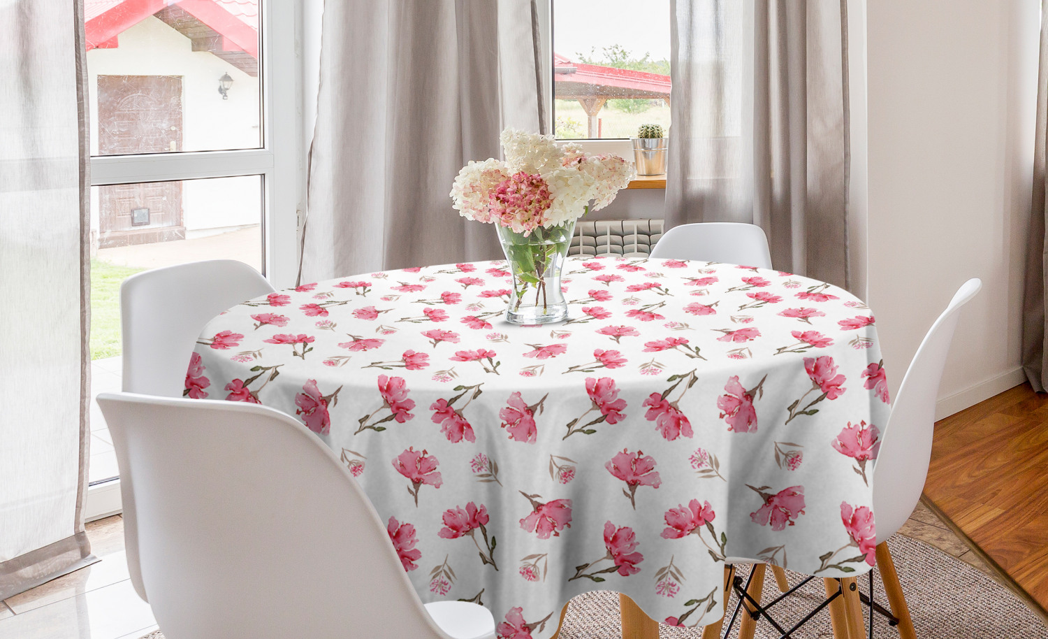 Ambesonne Floral Vivid Round Tablecloth Table Cover for Dining Room ...