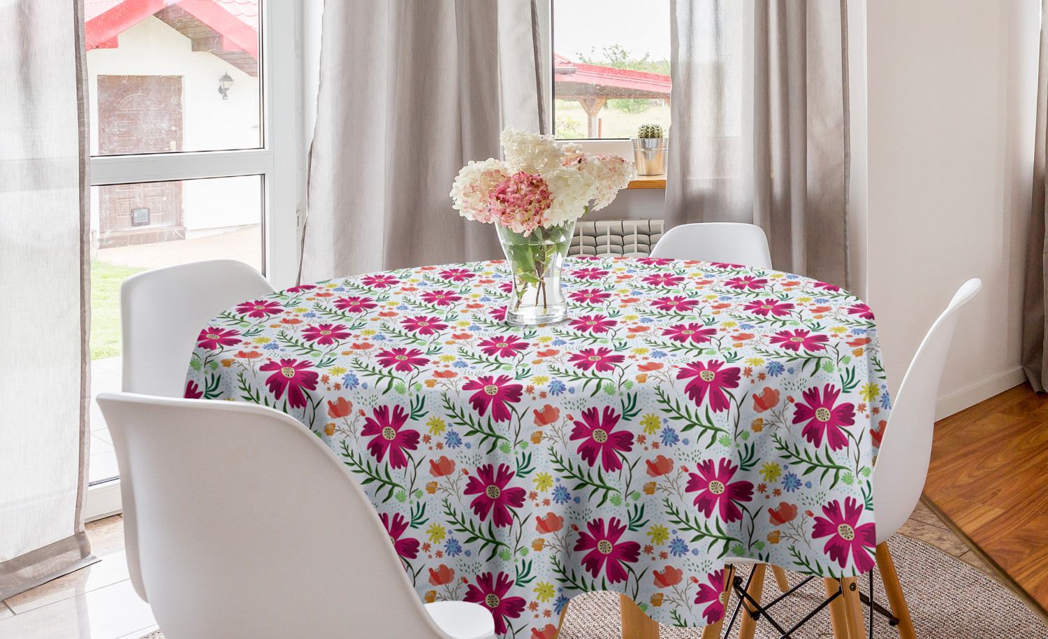 Ambesonne Floral Vivid Round Tablecloth Table Cover for Dining Room ...