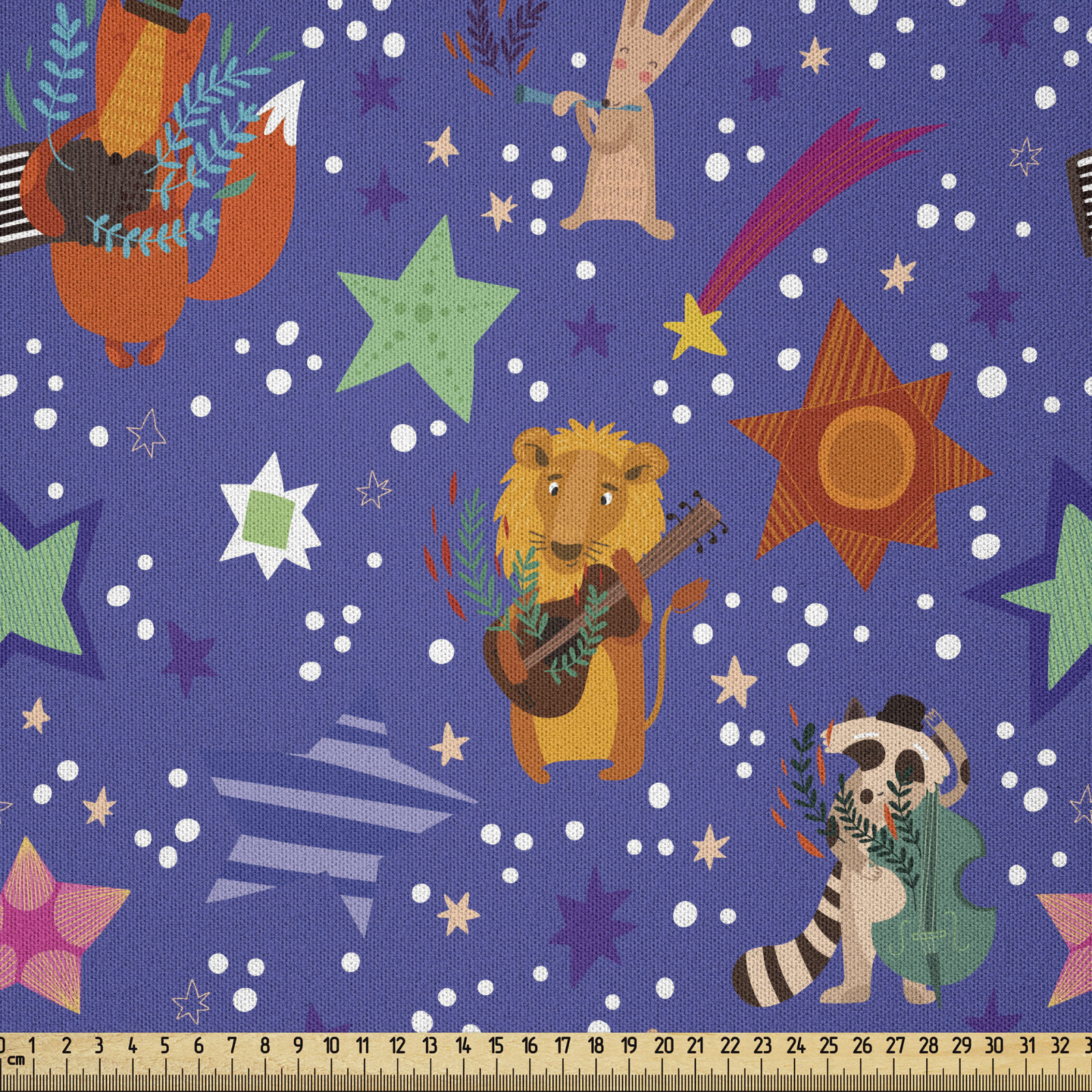 TIER MICROFASER STOFF als Meterware Lustige Cartoon Zoo Stern Lion EUR ...