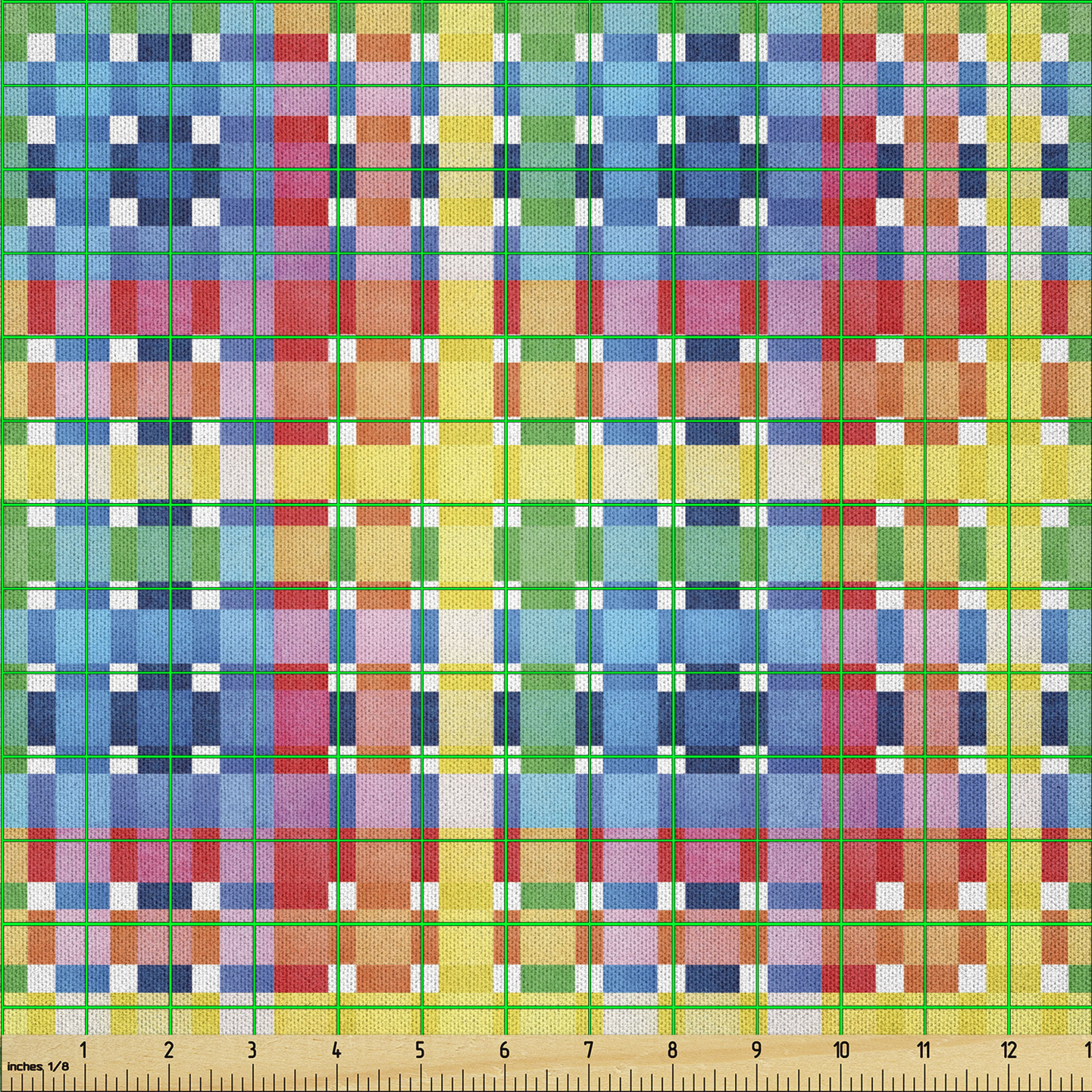 Kariert Microfaser Stoff als Meterware Regenbogen Quadrate Kunst | eBay.de