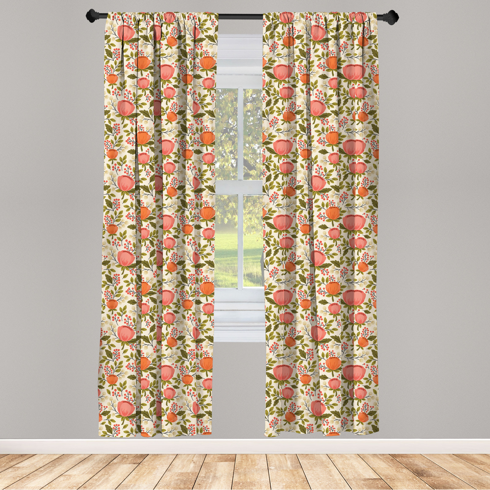 Poppy Curtains 2 Panel Set Soulful Bouquet Spring | eBay UK