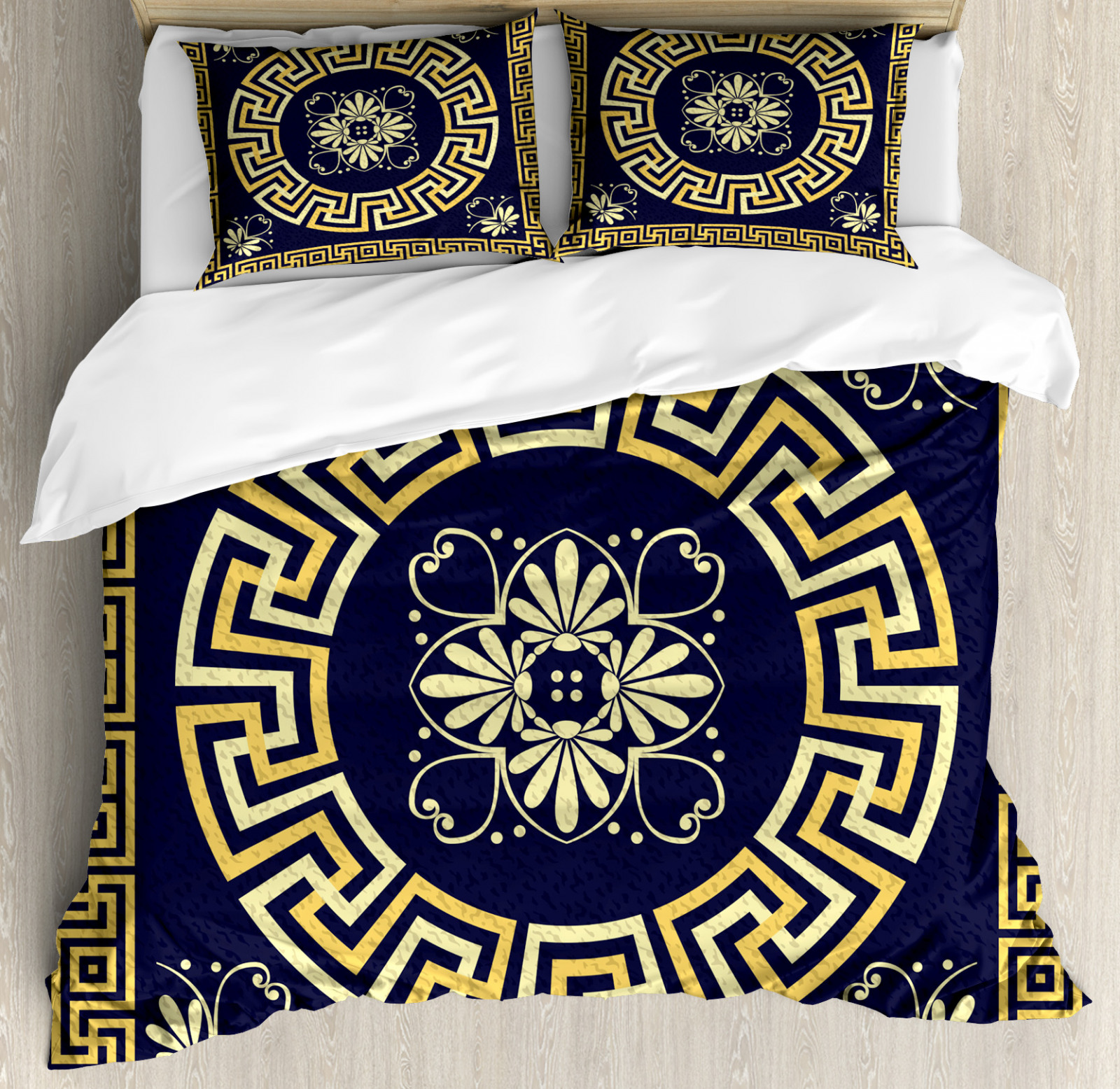 Greek Key Duvet Cover Set Retro Spring Meander | eBay UK