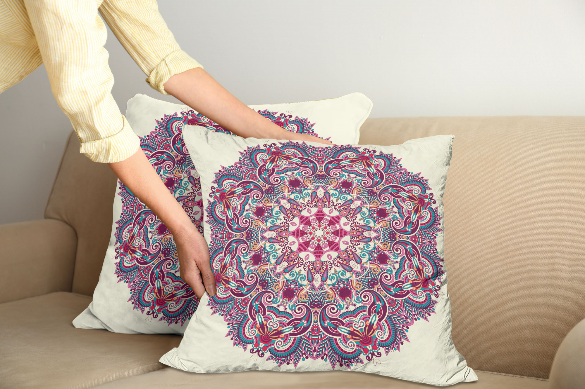 Ambesonne Mandala Cushion Cover Set of 2 for Couch and Bed in 4 Sizes ...
