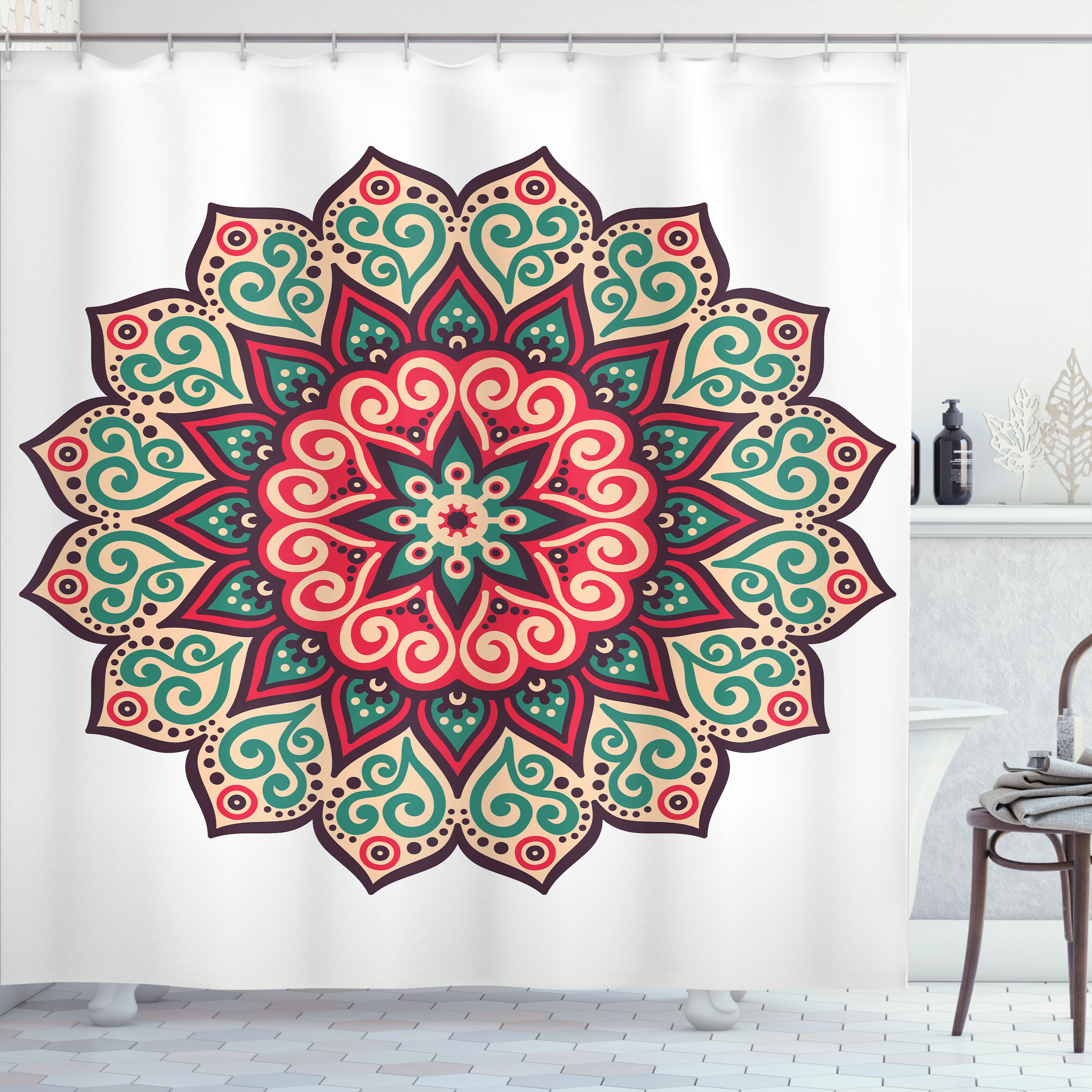 Asian Shower Curtain Retro Traditional Mandala eBay
